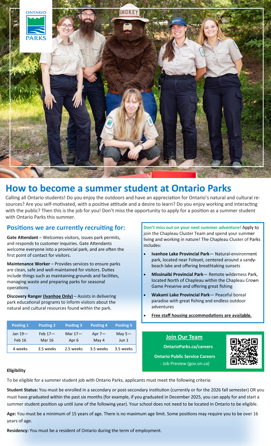 Ontario Parks – Summer Student | BHFN